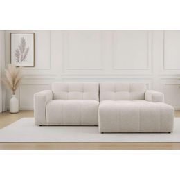 Inosign Ecksofa »Tapley« Breite 221 cm, Boucle, Struktur fein, mit Knopfsteppung, bodentief beige