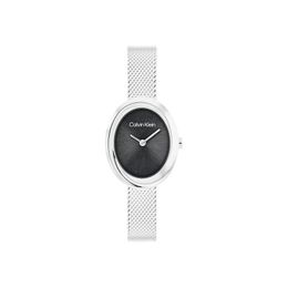 Calvin Klein Quarzuhr »Twisted Bezel« Armbanduhr, Damenuhr, Edelstahlarmband, analog edelstahlfarben, schwarz 0 Funkelnder Minimalismus - die...