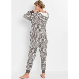 bonprix Weit geschnittener Loungewear Overall aus Sweatware, grau, mit Baumwolle