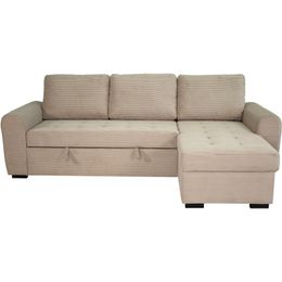 TRENDS BY HG Ecksofa »Poll L-Form, B: 245 cm« mit Bettfunktion & Bettkasten B802 Zoom 3 beige