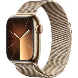 Apple Smartwatch »Watch Series 9 Edelstahl« (4, 1 cm / 1, 61 ′′) Watch OS 10;EKG;Blutsauerstoff App;Herzfrequenz Gold