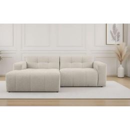 OTTO HOME Ecksofa »Tapley« Breite 221 cm, Boucle, Struktur fein, mit Knopfsteppung, bodentief sand