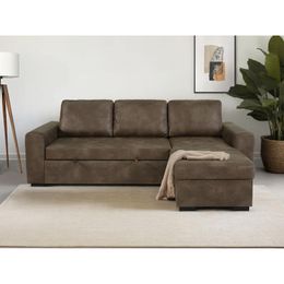TRENDS BY HG Ecksofa »Poll L-Form, B: 245 cm« mit Bettfunktion & Bettkasten D426 Tobago 12 light brown