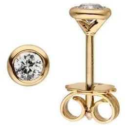 Paar Ohrstecker Jobo "Ohrringe Solit&auml;r Diamanten Brillanten 0,24 ct.", gelb (gelbgold 585), Ohrringe, Damen, 4,8mm, SI = kleine Einschl&uuml;sse, Diamanten Gelbgold 585, Diamanten, Gelbgold 585, 585 Gold