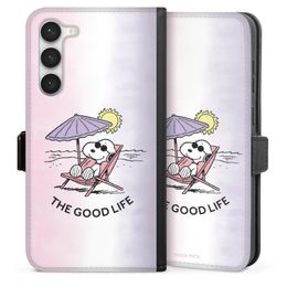 DeinDesign Galaxy S23+ Handy Klapph&uuml;lle Handyh&uuml;lle aus Kunst Leder schwarz Flip Case Snoopy Official Licensed Product Peanuts Sideflip mit Lasche