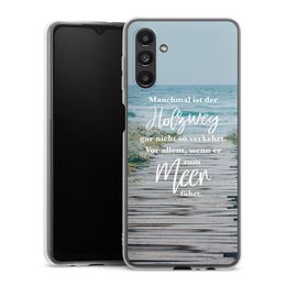 DeinDesign Galaxy A13 5G Handy Silikon H&uuml;lle Case transparent Handyh&uuml;lle Statement Beach Spruch Silikon Case