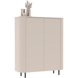 Inosign Highboard »Lido, B/H 131/154 cm, 2 Türen, Stauraumschrank, Hochkommode« Formgebogenes MDF, Stirnseiten mit Rundung, Push-to-open,...