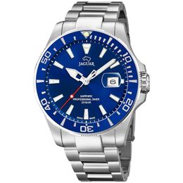 Jaguar Quarzuhr »Diver« Armbanduhr, Quarzuhr, Herrenuhr, Saphirglas, Swiss Made silberfarben-blau Edle Armbanduhr für Herren