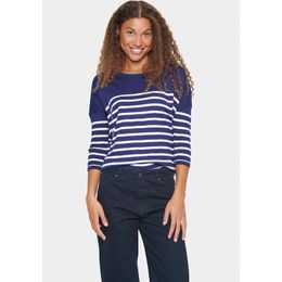 Saint Tropez Strickpullover »MilaSZ R-neck Stripe« Oversize Fit, Feinstrick, Viskosemischung Midnight Sail L (40) L (40) Casual Pullover von Saint...