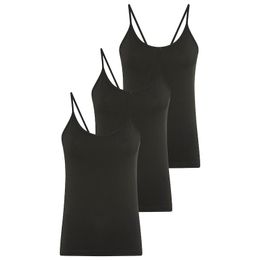 YSABEL MORA Spaghettitop 3er Pack, Baumwollmix, elastisch, weich, schmale Tr&auml;ger, atmungsaktiv black XL XL Damen-Top von Ysabel Mora
