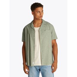 Tommy Jeans PLUS Kurzarmhemd »TJM LINEN BLEND CAMP SS EXT« Mit V-Ausschnitt Aruba Green 3XL - N-Gr N-Gr 3XL Kurzarmshirt vom Tommy Jeans
