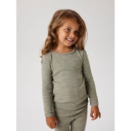 name it Langarmshirt »NMNWAX WOOL RIB LS TOP NOOS« aus reiner Merinowolle Dried Sage 122/128 122/128 Shirt von name it für Mädchen und Jungen