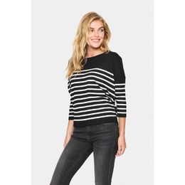 Saint Tropez Strickpullover »MilaSZ R-neck Stripe« Oversize Fit, Feinstrick, Viskosemischung Black Mila Stripe M M Casual Pullover von Saint Tropez...