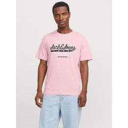 Jack & Jones JACK & JONES Rundhalsshirt &raquo;JJELOGO TEE SS O-NECK 2 COL SS25 SN&laquo; mit Logo Print Pink Nectar Detail:Melange XS XS T-Shirt von Jack & Jones