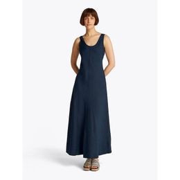 Tommy Hilfiger Maxikleid »TEXTURED LINEN TANK MAXI DRESS« mit Metalllabel, kühlendes Premium Leinen Dark Night Navy 42 - N-Gr N-Gr 42 Kleid von...