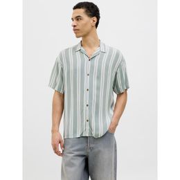 Jack & Jones JACK & JONES Kurzarmhemd »JJEJEFF STRIPE RESORT SHIRT SS SN« mit Streifen Muster Iceberg Green M - N-Gr N-Gr M Cooles Hemd von Jack & Jones