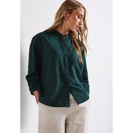 Street One Schluppenbluse mit durchgehender Knopfleiste und Rüschen dark garden green 36 36 3/4-Arm-Bluse von Street One