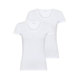 YSABEL MORA Kurzarmshirt 2er Pack, mit Rundhals, elastisch, Baumwollmix, weich, Basic white L L Damen-T-Shirt von Ysabel Mora
