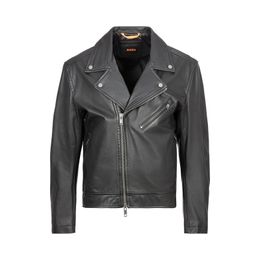 BOSS Orange Lederjacke »Jolush« mit Reißverschlusstaschen Black001 58