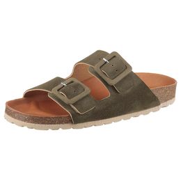 VERBENAS Pantolette &raquo;Randell Velour&laquo;, Sommerschuh, Schlappen, Hausschuh, Urlaubschuh mit Softfu&szlig;bett dunkelgr&uuml;n 36 36 Pantolette mit ergonomisch...