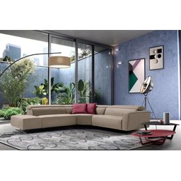 Ecksofa Egoitaliano "Stefanie-e, Designsofa der Extraklasse, bequem mit hohem Sitzkomfort", grau (taupe), B:314cm H:96cm T:284cm, Leder &raquo;BULL&laquo; (echtes Rindsleder). Geschliffenes, pigmentiertes und behandeltes Rindsleder mit einer Dicke von 1, 3-1, 5 mm. Dieses Leder zeigt eine ziemlich weiche Hand mit einem halb undurchsichtigen Aussehen. Es handelt sich um ein gesch&uuml;tztes Leder. Eine leichte Deck