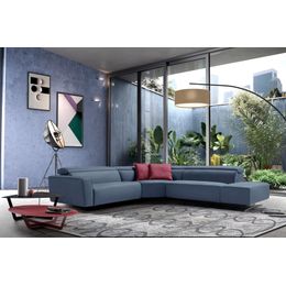 Ecksofa Egoitaliano "Stefanie-e, Designsofa der Extraklasse, bequem mit hohem Sitzkomfort", blau (tide), B:314cm H:96cm T:284cm, Leder &raquo;BULL&laquo; (echtes Rindsleder). Geschliffenes, pigmentiertes und behandeltes Rindsleder mit einer Dicke von 1, 3-1, 5 mm. Dieses Leder zeigt eine ziemlich weiche Hand mit einem halb undurchsichtigen Aussehen. Es handelt sich um ein gesch&uuml;tztes Leder. Eine leichte Decks