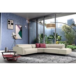 Ecksofa Egoitaliano "Stefanie-e, Designsofa der Extraklasse, bequem mit hohem Sitzkomfort", beige (creme wei&szlig;), B:314cm H:96cm T:284cm, Leder &raquo;BULL&laquo; (echtes Rindsleder). Geschliffenes, pigmentiertes und behandeltes Rindsleder mit einer Dicke von 1, 3-1, 5 mm. Dieses Leder zeigt eine ziemlich weiche Hand mit einem halb undurchsichtigen Aussehen. Es handelt sich um ein gesch&uuml;tztes Leder. Eine leicht