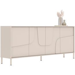 Sideboard Inosign "Stone, 205 cm breit, 4 Türen, Anrichte, Kommode, Stauraumschrank", cashmere, fronten in 3d, design, B:205cm H:84cm T:40cm, FSC-zertifizierter Holzwerkstoff, Sideboards, 3D-Design, Push-to-open, Innenraum großzügig, Füße 14/2 cm wählbar