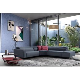 Ecksofa Egoitaliano "Stefanie-e, Designsofa der Extraklasse, bequem mit hohem Sitzkomfort", grau (smoke), B:314cm H:96cm T:284cm, Leder &raquo;BULL&laquo; (echtes Rindsleder). Geschliffenes, pigmentiertes und behandeltes Rindsleder mit einer Dicke von 1, 3-1, 5 mm. Dieses Leder zeigt eine ziemlich weiche Hand mit einem halb undurchsichtigen Aussehen. Es handelt sich um ein gesch&uuml;tztes Leder. Eine leichte Deck
