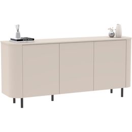 Sideboard Inosign "Lido, 181 cm breit, 3 Türen, Anrichte, Kommode, Stauraumschrank", cashmere, B:181cm H:83cm T:43cm, FSC-zertifizierter Holzwerkstoff, Sideboards, Formgebogenes MDF, Stirnseiten mit Rundung, Push-to-open, Metallfüße