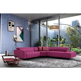 Ecksofa Egoitaliano "Stefanie-e, Designsofa der Extraklasse, bequem mit hohem Sitzkomfort", pink (fuchsia), B:314cm H:96cm T:284cm, Sofas, Ecksofa, mit Relaxfunktion und verstellbaren Kopfteilelementen