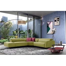 Ecksofa Egoitaliano "Stefanie-e, Designsofa der Extraklasse, bequem mit hohem Sitzkomfort", gr&uuml;n (pistazie), B:314cm H:96cm T:284cm, Leder CAREZZA (echtes Rindsleder) ist ein Naturleder, dass die urspr&uuml;nglichen Eigenschaften der Haut nicht ver&auml;ndert. Das Vorhandensein von verheilten Narben, K&ouml;rnungsunterschiede, Falten, Adern, Unterschiede in den Farbt&ouml;nen und andere Spuren, die die Natur auf dies