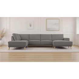 Wohnlandschaft OTTO HOME, B:345cm H:85cm T:210cmgrau, 100% Polyester, Sofas, "Oland Skandi, weicher Chenille-Stoff", U-Form, 345 cm,