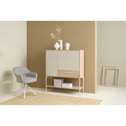 Schöner Wohnen Kollektion Highboard "LABOE", eichefarbig bianco hell, B:115cm H:135cm T:41cm, Spanplatte, SCHÖNER WOHNEN-KOLLEKTION, Sideboards, ideal auch als Home Office Sekretär oder Bar, push to open