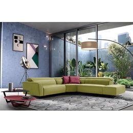 Ecksofa Egoitaliano "Stefanie-e, Designsofa der Extraklasse, bequem mit hohem Sitzkomfort", gr&uuml;n (pistazie), B:314cm H:96cm T:284cm, Leder CAREZZA (echtes Rindsleder) ist ein Naturleder, dass die urspr&uuml;nglichen Eigenschaften der Haut nicht ver&auml;ndert. Das Vorhandensein von verheilten Narben, K&ouml;rnungsunterschiede, Falten, Adern, Unterschiede in den Farbt&ouml;nen und andere Spuren, die die Natur auf dies