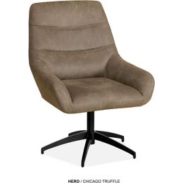 Esszimmerstuhl OMG DESIGN "Hero", truffle, schwarz, B:73cm H:95,5cm T:76,5cm, Polyester, Stühle, bequemer Sessel, mit Drehgestell