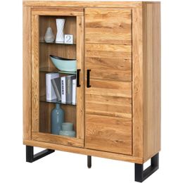 Sideboard Home Affaire, braun, B:108cm H:140cm T:40cm, FSC-zertifiziertes teilmassives Holz, Sideboards, Industriestil, Teilmassiv Eiche, schwarze Elemente, Modern