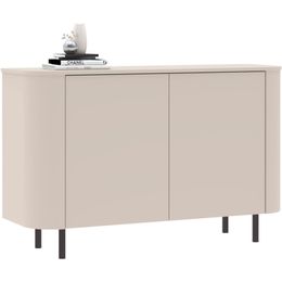 Sideboard Inosign "Lido, 131 cm breit, 2 Türen, Anrichte, Kommode, Stauraumschrank", cashmere, B:131cm H:83cm T:43cm, FSC-zertifizierter Holzwerkstoff, Sideboards, Formgebogenes MDF, Stirnseiten mit Rundung, Push-to-open, Metallfüße