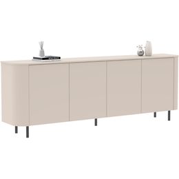 Sideboard Inosign "Lido, 231 cm breit, 4 Türen, Anrichte, Kommode, Stauraumschrank", cashmere, B:231cm H:83cm T:43cm, FSC-zertifizierter Holzwerkstoff, Sideboards, Formgebogenes MDF, Stirnseiten mit Rundung, Push-to-open, Metallfüße