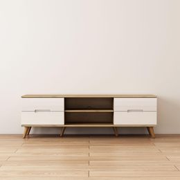 TV-Board OTTO HOME "Lund", natur, B:160cm H:50cm T:40cm, ABS-Kunststoff, FSC-zertifizierter Holzwerkstoff, MDF, Melamin, Spanplatte, Sideboards