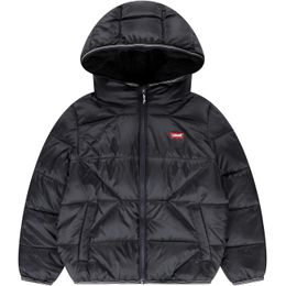Steppjacke LEVI'S KIDS "LVB SHERPA LINED PUFFER JKT", Jungen, Gr. 8 (128), schwarz, Web, Obermaterial: 100% Polyester, unifarben, bequem hüftbedeckend, Rundhals, Jacken, Winterjacke for BOYS mit Kapuze