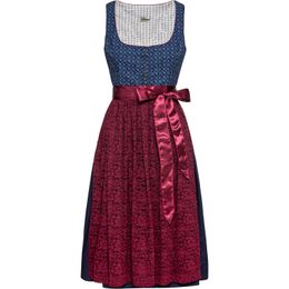 Almsach Midi-Dirndl Blau/Weinrot (Größe: 36)