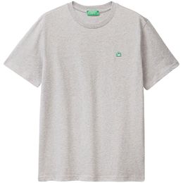 United Colors Of Benetton T-Shirt mit Label-Badge grau L L Kurzarm-Design, ideal für warme Tage oder als Layering-Basis