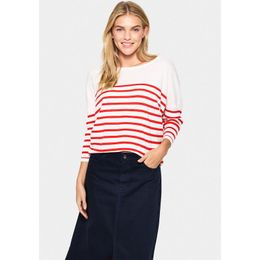 Saint Tropez Strickpullover »MilaSZ R-neck Stripe« Oversize Fit, Feinstrick, Viskosemischung Ice and f. scarlet stripe XS (34) XS (34) Casual...
