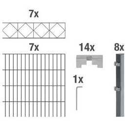 GAH Alberts Doppelstabmattenzaun ALBERTS "Bergen", grau (anthrazit), H:100cm, Stahl, Zaunelemente, anthrazit, H&ouml;he: 100-160cm, Gesamtl&auml;nge: 10-20m, zum Einbetonieren