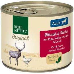 REAL NATURE Nassfutter Hund, Adult, Hirsch und Huhn 24x200 g