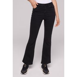 Regular-fit-Jeans SOCCX, Damen, Gr. 27, Länge 30, schwarz (schwarz aged), Material: 63% Baumwolle, 25% Polyester, 10% Viskose, 2% Elasthan, Zusatz: Enthält nichttextile Teile tierischen Ursprungs (Badge), unifarben, regular fit, Jeans, mit hoher Leibhöhe