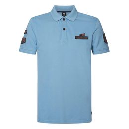 PETROL INDUSTRIES Poloshirt in Hellblau - 52% | Gr&ouml;&szlig;e M | Herren-plussize