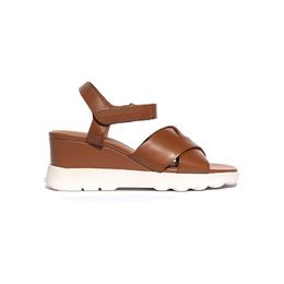 Geox Leder-Keilsandaletten "Spherica EC6" in Hellbraun - 69% | Gr&ouml;&szlig;e 41 | Damen-sandalen