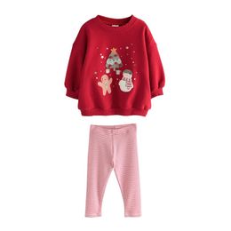 next Set: Sweatshirt und Leggings Mädchen Größe 68 taupe / apricot / rot / weiß